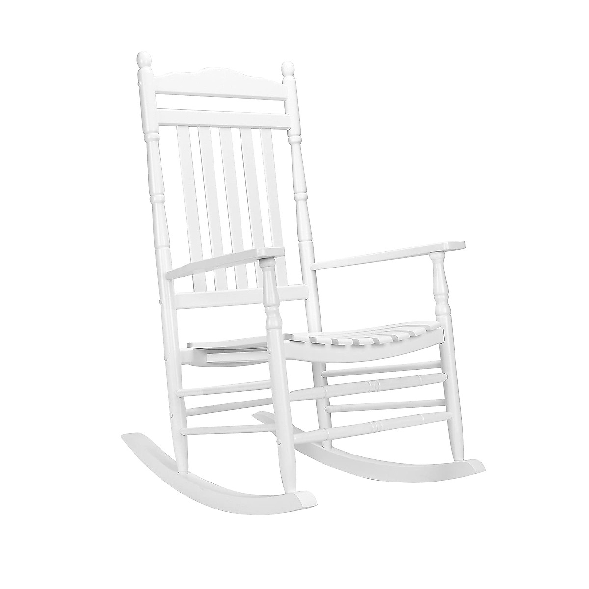 Outvita Outdoor Rocking Chair, Solid Wood High Back Rocker, All Weather Relaxing Lounge Chair for Porch Patio Fire Pit Garden Backyard Porch Indoor, White