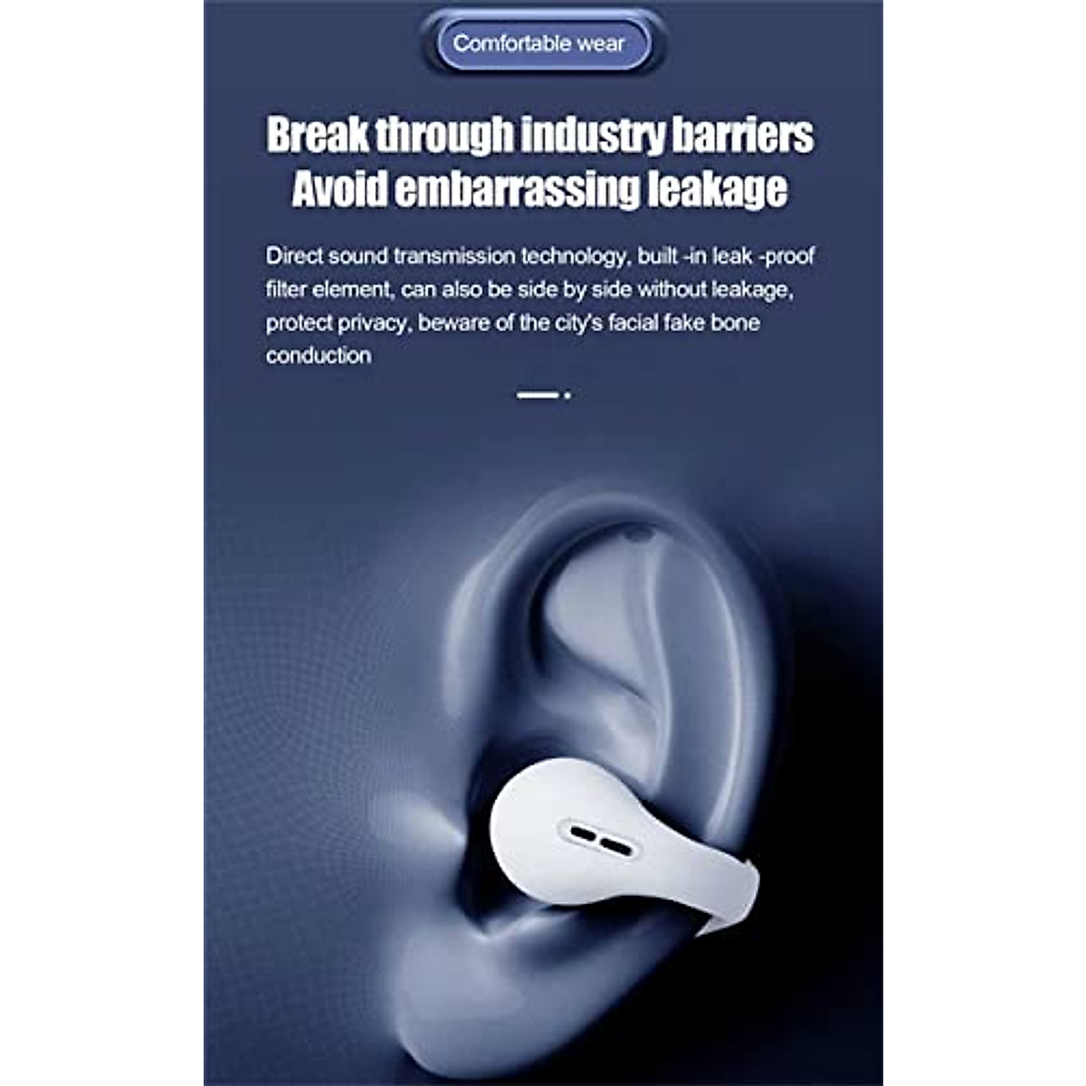 MATISUN Wireless Ear Clip Bone Conduction Headphones Bluetooth 5.3 Open Ear, Sports Headset with Mic Sweatproof for Running, Bicycling, Hiking (White)