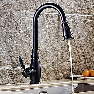 Kitchen Kitchen Faucet Basin Mixer Mixer tap Sink Armature Faucet Bath Black Retro accessible Drop Down hot and Cold Full Copper Spinner Turn