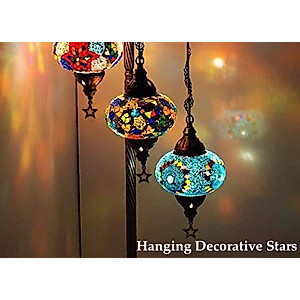 DEMMEX - 7 Big Globes Turkish Moroccan Mosaic Floor Lamp Light, Bohemian Boho Tiffany Mosaic Floor Lamp with North American Plug & Socket, 55" (Customize)