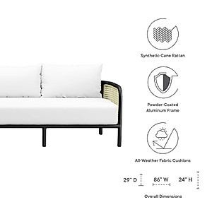 Modway Hanalei Outdoor Patio Sofa in Ivory White