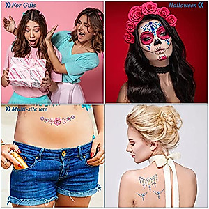 SIQUK 17 Sheet Face Sticker Jewels Eyes Jewel Set with 12 Sheet Mermaid Face Jewels Glitter Face Gems Rhinestone Face Crystal and 5 Sheet Eye Face Body Gems Crystal Tears Jewel for Festival Party