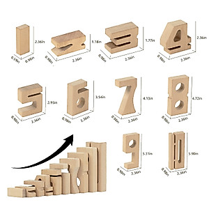LEQUMOC Number Blocks - Montessori Large Wooden Blocks Numbers 1-10, Learning Toys Toddlers, Preschool Learning Activities Montessori Wood Blocks Kids Ages 2-8 Boys and Girls