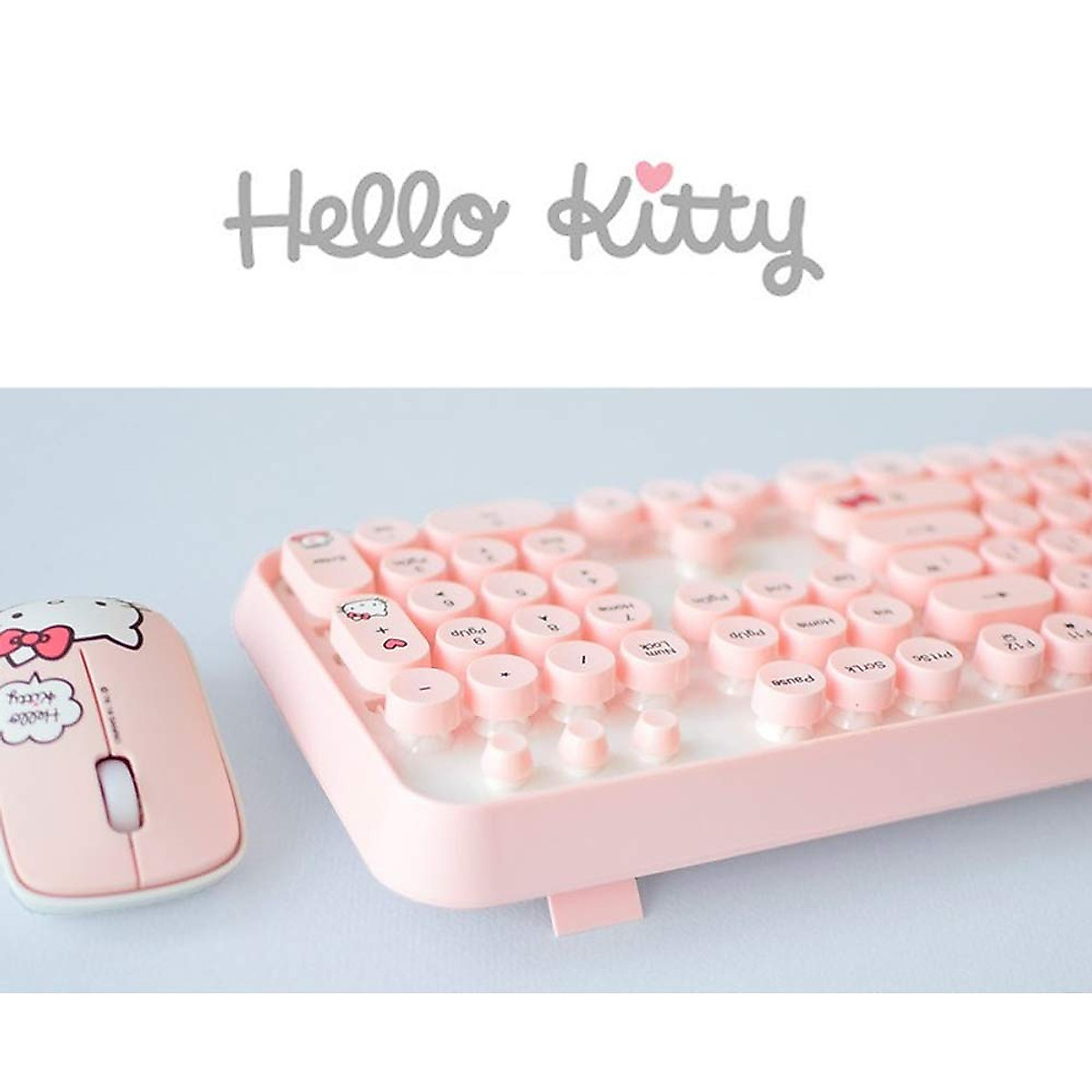 Digital Ventus Hello Kitty Retro Keyboard + Mouse Set, Keyboard Korean/English (Pink)