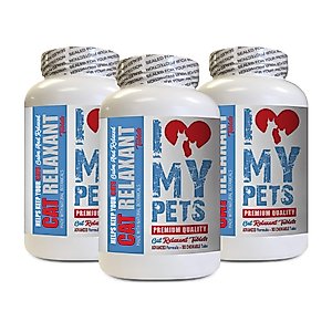 I LOVE MY PETS LLC cat Calming Products for car - CAT Relaxant - Anxiety Relief & Calmer - Premium Quality Treats - Stress Relief for Cats - 270 Treats (3 Bottles)