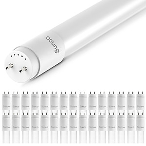 Sunco 30 Pack T8 LED Tubes 4FT Fluorescent Replacement, 48 Inch, 18W, 2200LM, 5000K Daylight, Single Ended Power, Type B, Ballast Bypass, Frosted Lens UL