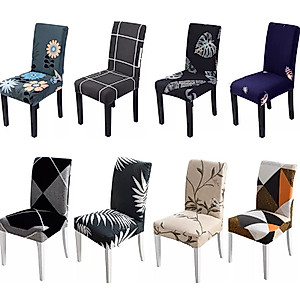 Printed Elastic Stretch Chair Cover Spandex Dinning Room Kitchen Chair Slipcovers Protector for Wedding Banquet Party E23 4 pcs