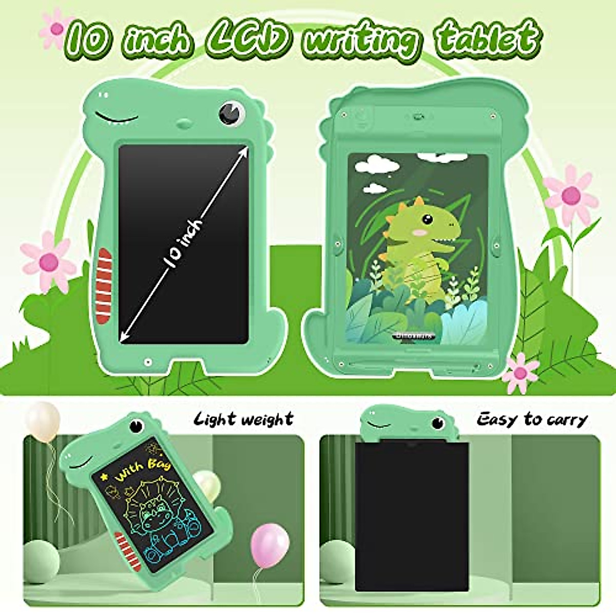 LEYAOYAO LCD Writing Tablet 10Inch Toddler Toys, Doodle Board with Bag Drawing Pad Gifts for Kids, Dinosaur Boy Toy Drawing Board Birthday, Drawing Tablet for Boys Girls 3-6 Years Old