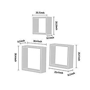 Coral Flower Rustic Shelves, Square Floating Wood Shadowbox, Home Decor, Set of 3., blue