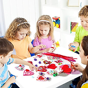 Valentines Day Crafts for Kids - 361PCS DIY Valentines Heart Craft Set for School Gift, 108 Hearts, 50 Googly Eyes, 60 Pom Poms, 36 Wooden Beads, Craft Supplies for Valentines Party Favor Decoration