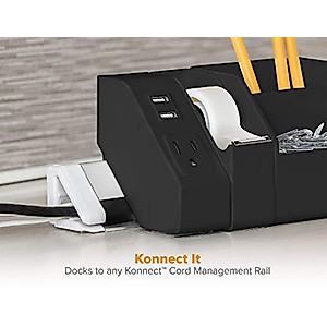 Bostitch Office Bostitch Konnect Desktop Power Hub with 2 USB & Outlet Phone Charger - Compatible with iPhone, Android, iPad, Tablets and More (KT-POWER-BLK)