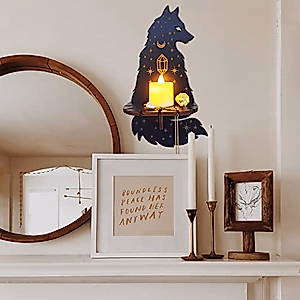 FROATS Wooden Snake Shelf for Crystals - Black Shelfs with LED Candle Rustic Boho Shelfs - Wooden Hanging Floating Shelves for Crystal Holder, Yoga, Collectibles, Spiritual Decor