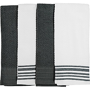 Mainstay Kitchen Towels - Set of 4 (Gray, White)