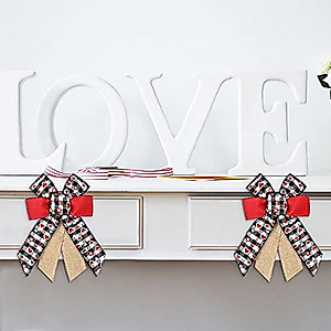 Hying 4 PCS Valentine's Day Bows for Wreath, Valentines Wreath Bow Black White Buffalo Plaid Bows Red Burlap Gift Bows for Front Door Wall Valentines Wedding Party Decorations