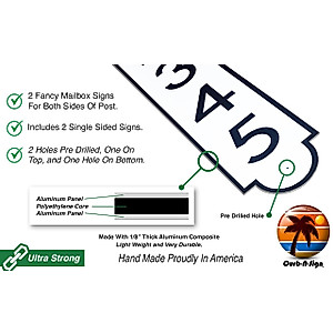 Curb N Sign Mailbox Numbers Plaques - Made of Aluminum Composite Material - Super Reflective Mailbox Numbers for Outside - Customized Mailbox Number Plaque - Pre-Drilled - Versatile Usage (American flag)