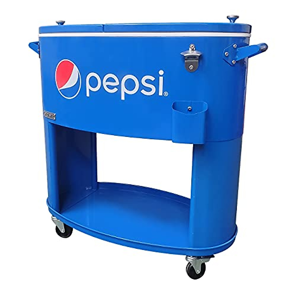 Permasteel Pepsi Outdoor Patio Cooler with Wheels | 80-Quart Rounded Beverage Rolling Cooler, PS-A207-80PE-BL, for Backyard Deck, Outside Indoor Outdoor Drink Cart, Pepsi Blue