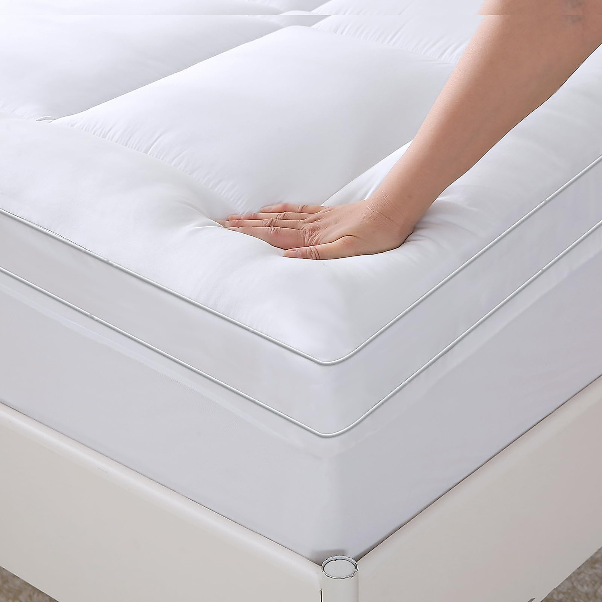 YUGYVOB Queen Mattress Topper - Cooling and Breathable Mattress Pad, Extra Thick Pillow Top Mattress Topper Queen with Down Alternative, 8-21 Inch Deep Pocket