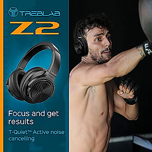 TREBLAB Z2 - Ultra Premium Over Ear Wireless Headphones - High-End Bluetooth 5.0 Stereo aptX, Active Noise Cancelling ANC Microphone, 35H Battery, Sports Gym Workout Travel Auriculares (Renewed)