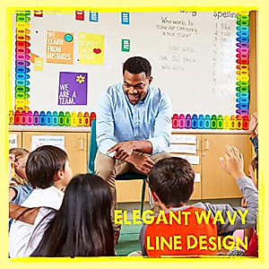 ERKE 60 Feet Bulletin Board Borders, Colorful Crayon Die-Cut Rolled Border Trim Decoration Borders for School, Classroom & Offices