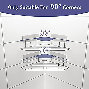 Corner Shower Caddy with Hooks, Self Adhesive Shower Organizer Shelves,No Drilling 2-Pack Rustproof 304 Stainless Steel Shower Storage Shelves for Bathroom & Kitchen