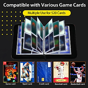 YINRTELM Card Binder for Pokemon Cards, 520 Pockets with 65 Removable Sleeves, Card Holder 4-Pocket for Pokemon TCG, CCG, MTG Cards etc, Card Collector Zipper Album Book for Kids Gift