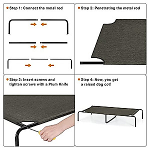 Elevated Dog Bed, Cooling Outdoor Raised Dog Pet Cot for Small Dogs Portable Waterproof Puppy Cots Beds with Washable Mesh for Indoor, Outdoor, 44in, Dark Brown