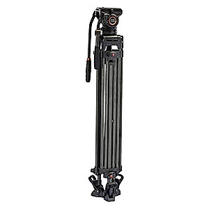 Cayer BV25LH Video Tripod System, 74 inch Carbon Fiber Professional Heavy Duty Camera Tripod Kit, Twin Tube Tripod Leg with K3 Fluid Drag Head, 2 Pan Bar Handles, Max Loading 13.2 LB
