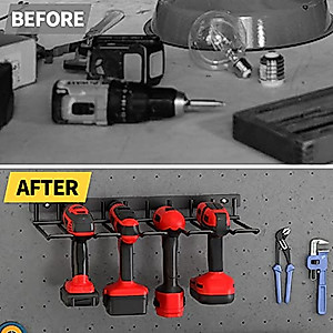 SOOANGEL Power Tool Storage Organizer, Tool charging station, Drill Charging Station Garage Organization& Storage,Heavy Duty Floating Tool Shelf for Workshop Shed Pegboard (2 Pack)