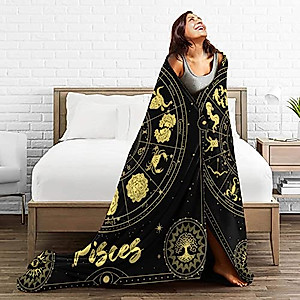 VBOEISI Pisces Throw Blanket Flannel Air Conditioning Blanket Constellation Theme Home Decor Throw Blankets 60"X50"