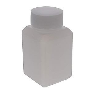 Bettomshin 3Pcs Wide Mouth Reagent Bottles, 74x20mm/2.91x0.79"(HxID)60ml PE Plastic Empty Liquid Sealing Bottle, Square Light Mouth Container Lab Solid Sample Storage White Translucent with Screw Cap