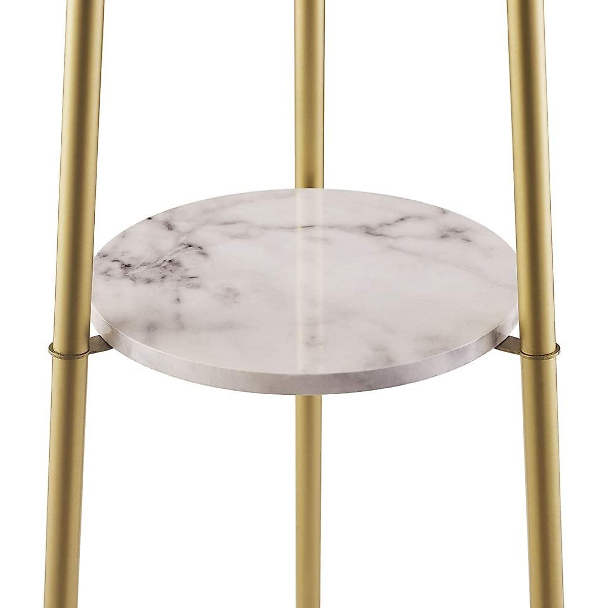 ROSEN GARDEN Floor Lamp, Standing Reading Light with Faux Marble Shelves and Fabric Shade, Modern Tall Pole, Accent Furniture Décor Lighting for Living Room, Bedrooms