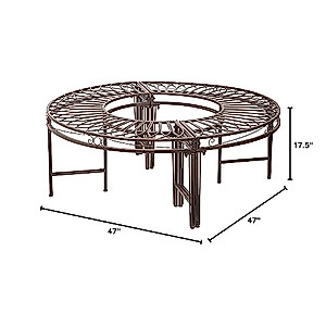 Design Toscano ZJ12063 Roundabout Circular Garden Tree Bench Seat, 47 Inch, Grey