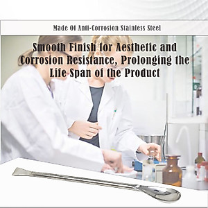 A2Z-SP001 Stainless Steel Double Ended Square & Angled Right Spoon Sampler Lab Spatula, 7" Length