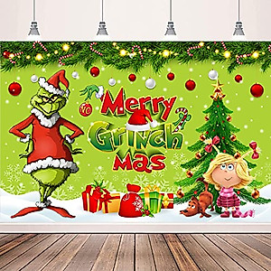 Merry Christmas Party Decorations, 5x3 Ft Christmas Backdrop for Kid Party Supplies Happy Birthday Banner Cartoon Theme Party Decorations Photography Background