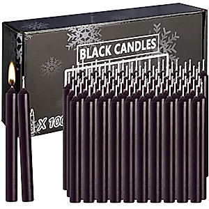 PEILIN Set of 100 Black Brown Spell & Chime Candles – Premium Mini Taper Candles for Rituals, Prayer, Birthdays, Meditation, Altar, Spells, Chime Candles - 5 Inch Tall, Unscented ( Black Brown)