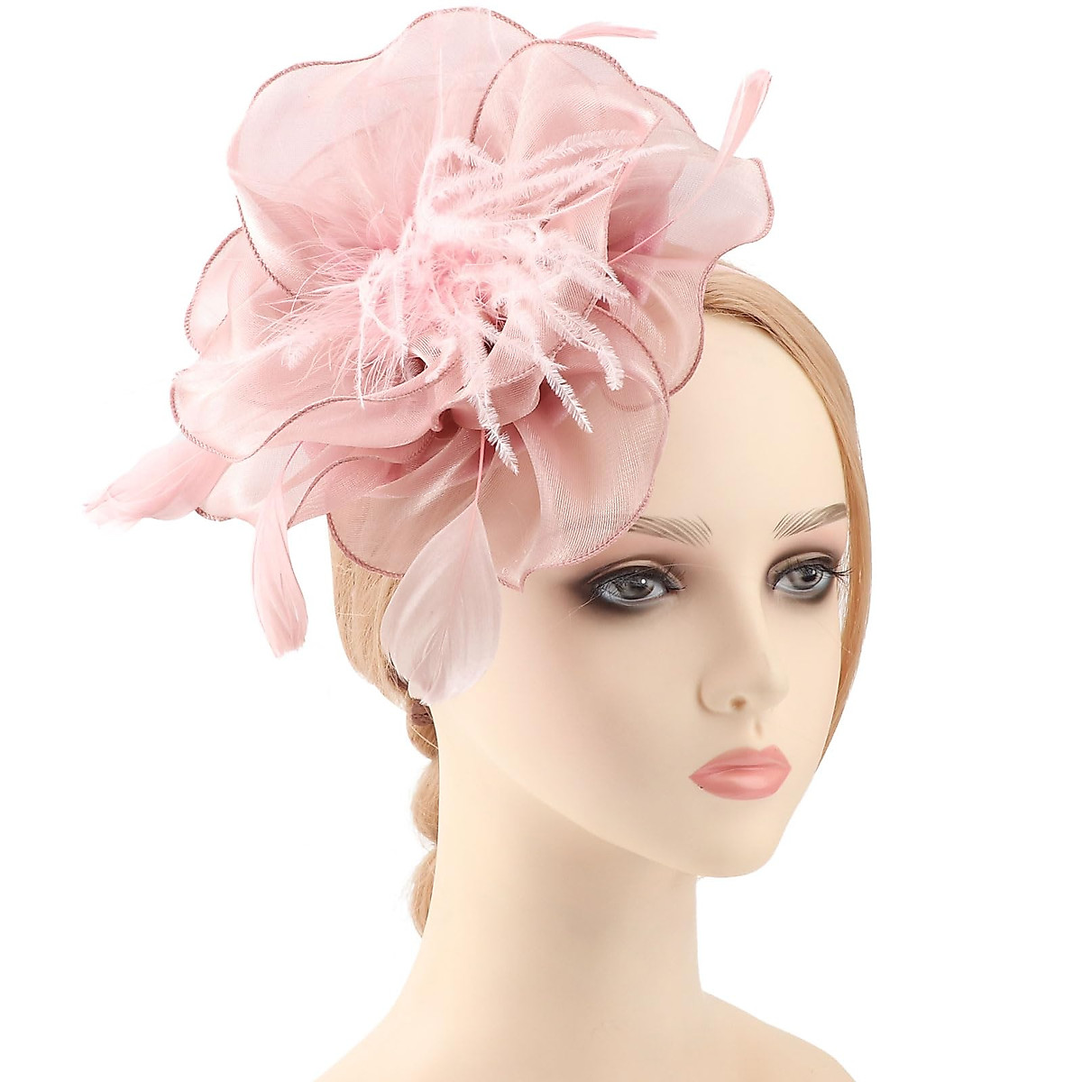 DRESHOW Fascinators Hat Tea Party Headwear Ribbons Feathers on a Headband and a Clip for Girls and Women