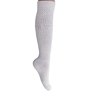 AWS/American Made Slouch Socks Cotton Scrunch Knee High Extra Long and Heavy Socks (White, 1)