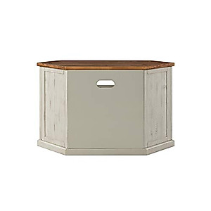 Martin Svensson Home Rustic Solid Wood Corner TV Stand, Antique White and Honey Tobacco