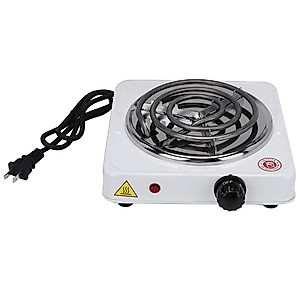 ANGGREK Electric Coil, 1000W Electric Hot Household Mini Portable Electric Stove Heater Heating Plate for Coffee Tea White (US Plug 110V)