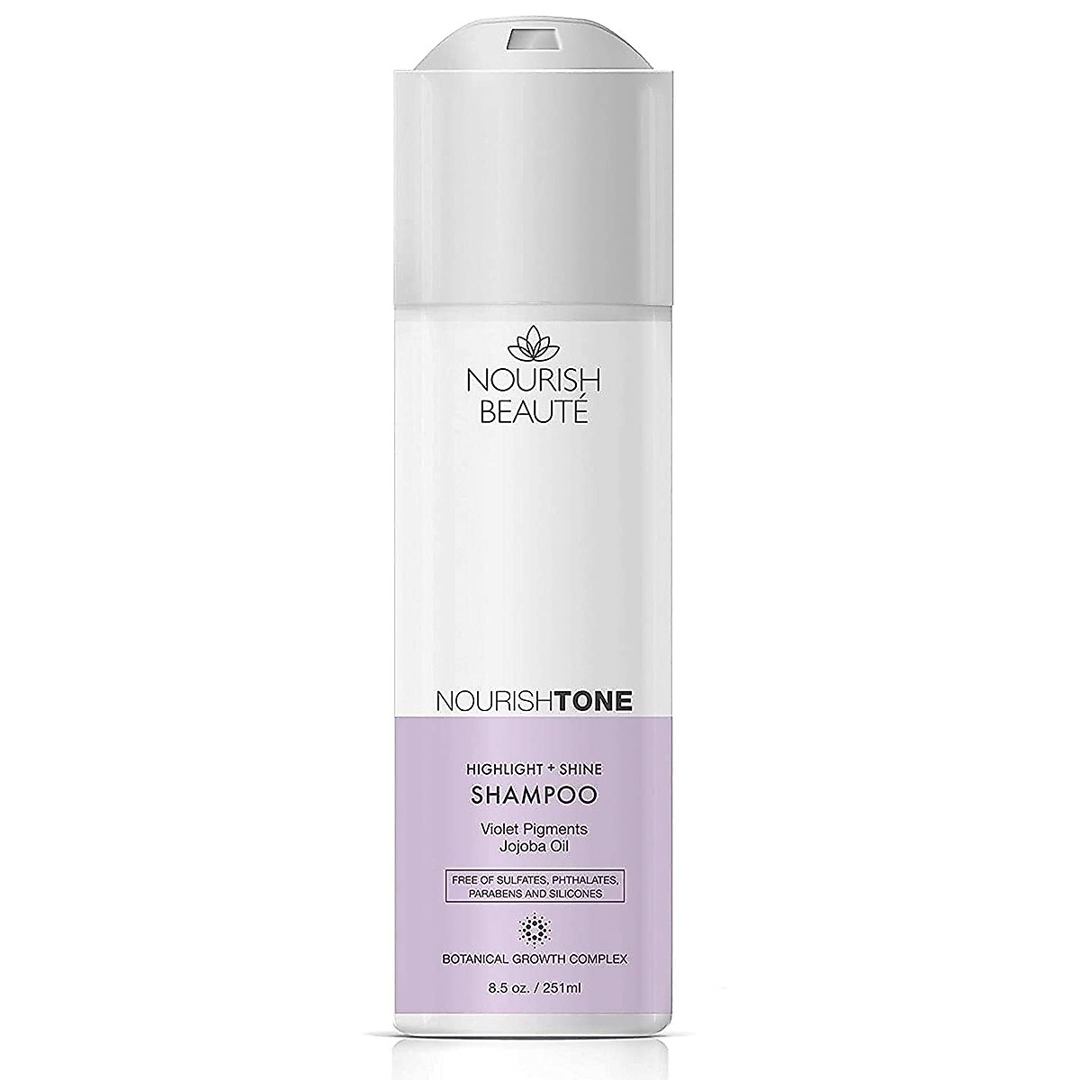 Nourish Beaute Sulfate Free Hair Growth Shampoo to Tone, Highlight and Shine with Violet Pigments and Jojoba Oil, Cruelty Free