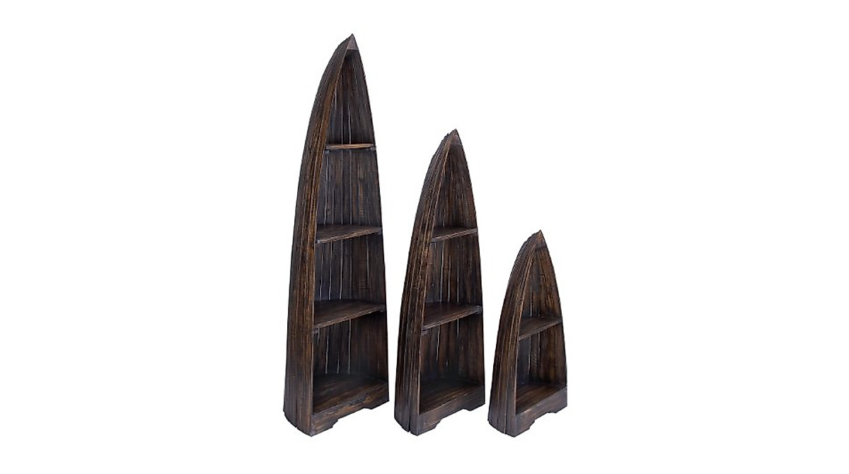 Deco 79 Wooden Boat Shelving Set - Stylish 3-Piece Decor