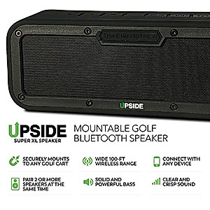Upside Golf Magnetic Bluetooth Speaker for Golf Cart - Super XL PRO Waterproof Sound System - Mountable Golf Cart Speaker - Awesome 120+ Foot Wireless Range - Rechargeable 15 HR Battery Life