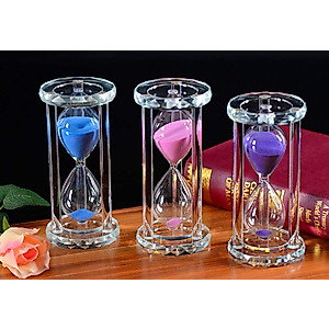 Crystal Hourglass 15/30/60 Minutes Sandglass Timers Kitchen Cooking Sand Clock Timer Home Office Christmas Birthday Present Gift Box Sand Glass (15 Minutes, Pink)
