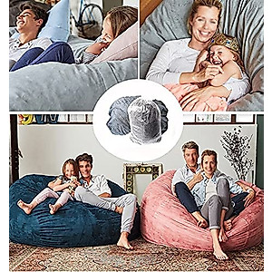 7ft Giant Fur Bean Bag Chair for Adult Living Room Furniture Big Round Soft Fluffy Faux Fur BeanBag Lazy Sofa Bed Cover Grey (Dark Grey)