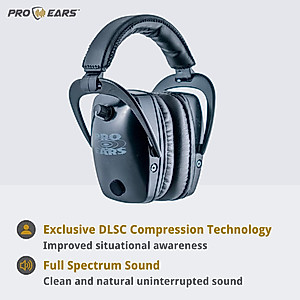 Pro Ears Pro Tac Slim ​Gold Ear Muffs, Military Grade Electronic Hearing Protection & Amplification, DLSC Tech, Made in USA