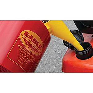 Eagle 5 Gallon Type I Red Safety Gas Can for Gasoline with Flame Arrester, Self-Closing Lid, and F-15 Funnel, Made in the USA, Galvanized Steel Flammable Storage Can, UI50FS