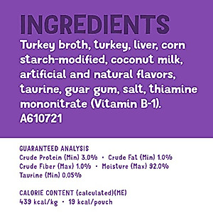 Purina Friskies Wet Pureed Cat Food Topper, Lil' Shakes With Flavorful Turkey Lickable Cat Treats - (Pack of 16) 1.55 oz. Pouches