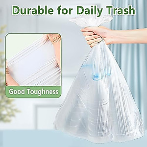 Qunbive 4 Gallon Trash Bag, Leakproof Small Garbage Bags, Biodegradable Trash Bags, Sturdy Mini Small Trash Bags for Bathroom Office Kitchen (White/Green 100 Count)
