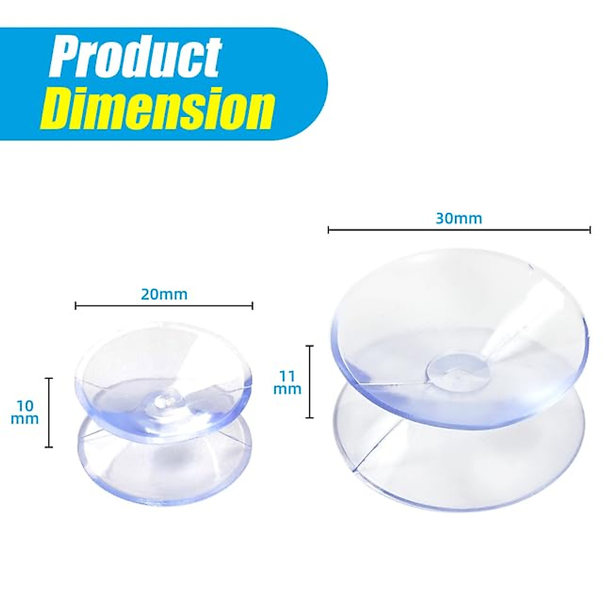 AQUANEAT 20 Pack 0.8/1.2 Inch Double Sided Suction Cups for Glass Table Top Home Organization (0.8 inch)