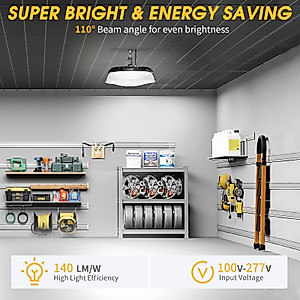 155W UFO LED High Bay Light with Reflector 22,500lm 5000K LED High Bay Lights AC110-277V 5' Cable with Plug Waterproof UFO Lights for Garage Shop Factory Warehouse ETL Listed